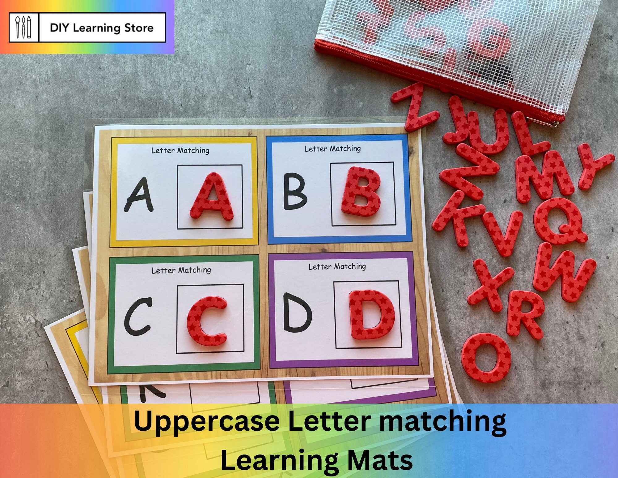 Uppercase Letter Matching-learning Mats- Instant Download- Montessori ...