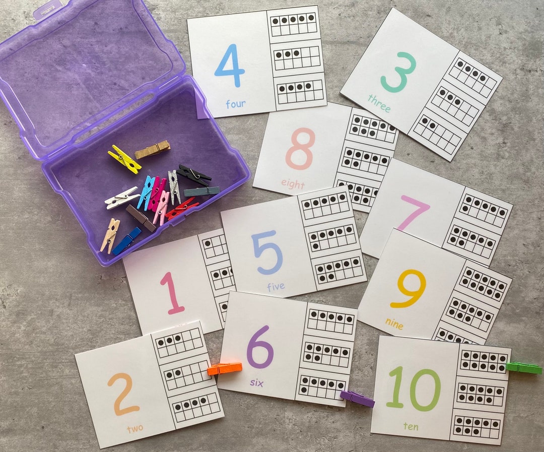 Ten Frame Number Match Clip Cards- Task Box Activity Set for Preschool ...