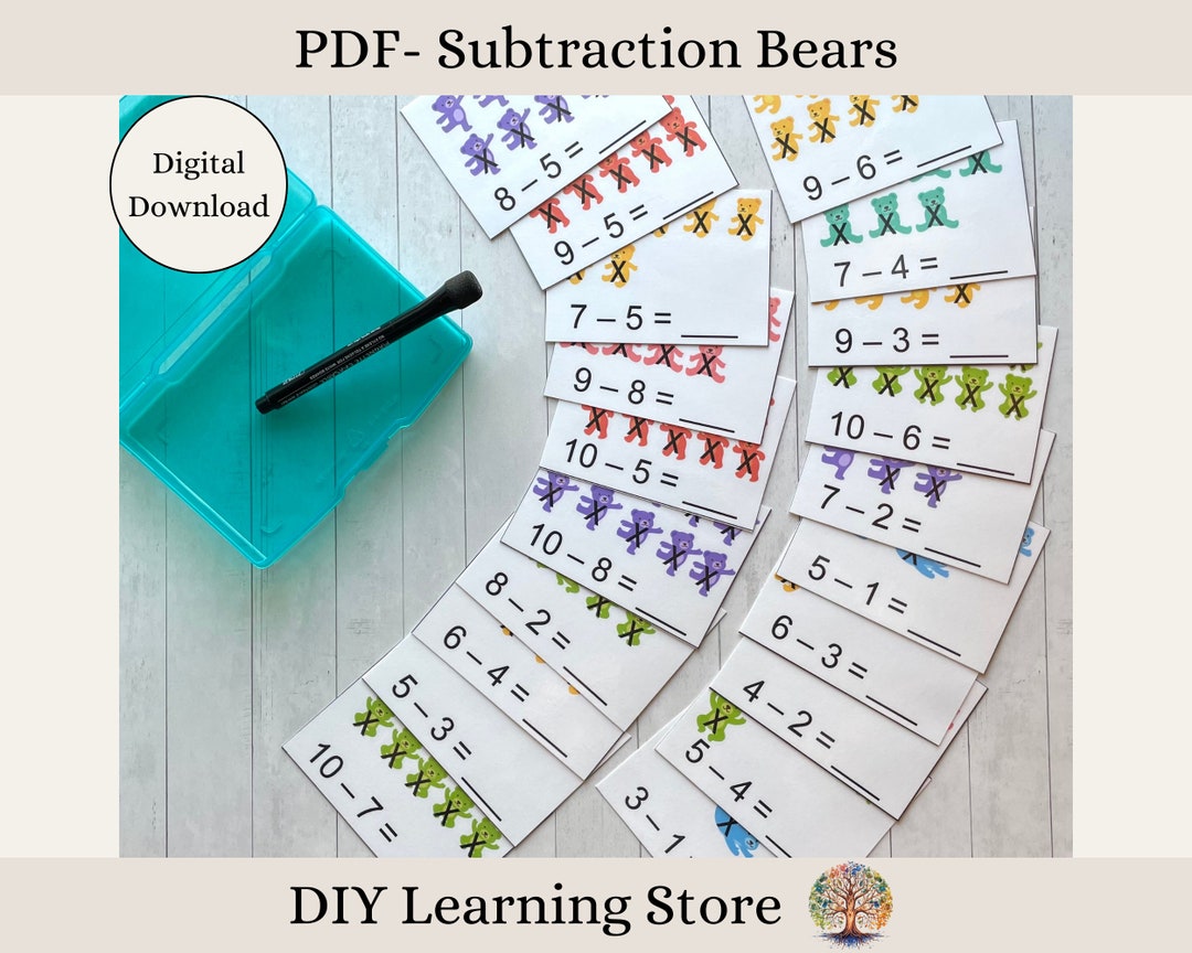 Subtraction Bears Activity Card- Instant Download- Montessori Learning ...