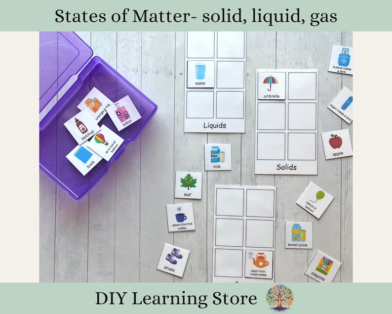 States of Matter-solid, Liquid, Gas- Sorting Activity Set- Montessori ...