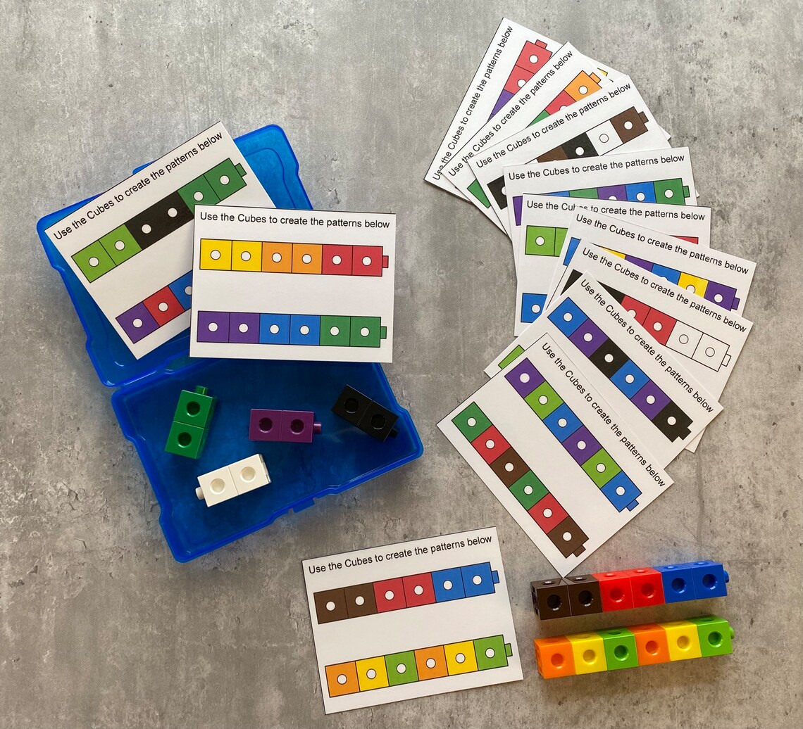 Colored Cube Patterns Task Box Activity Set - Etsy