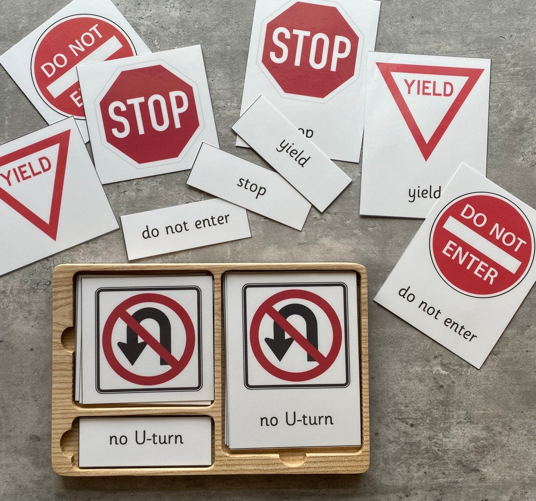 Road Signs Montessori 3 Part Flash Cards Instant Download Editable PDF ...