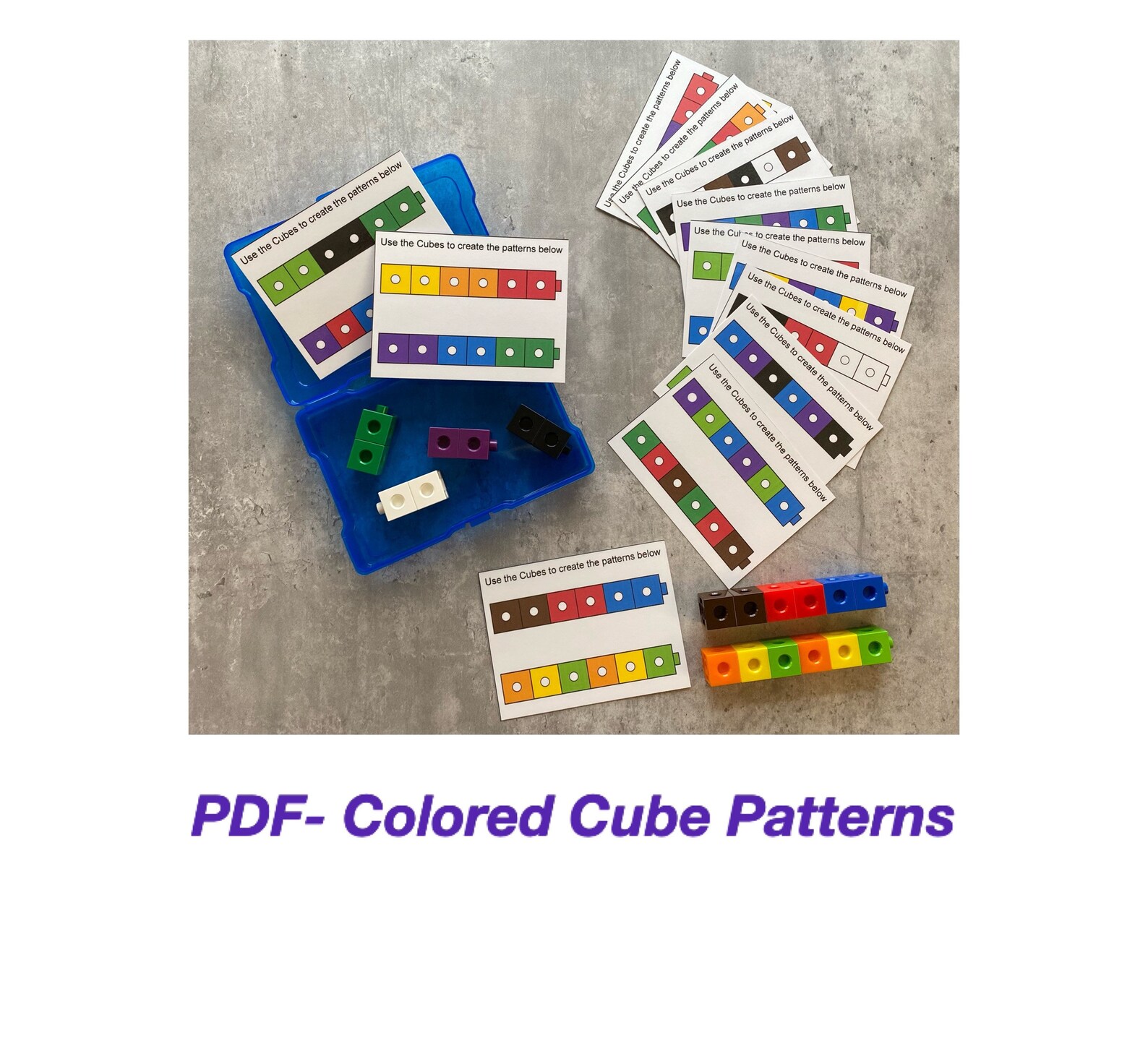 Colored Cube Pattern Cards – Montessori Math Activity (digital Download ...