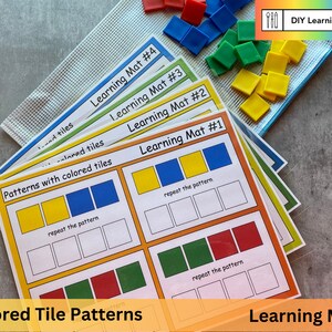 Patterns With Colored Tiles- Learning Mat Activity Set- Montessori ...