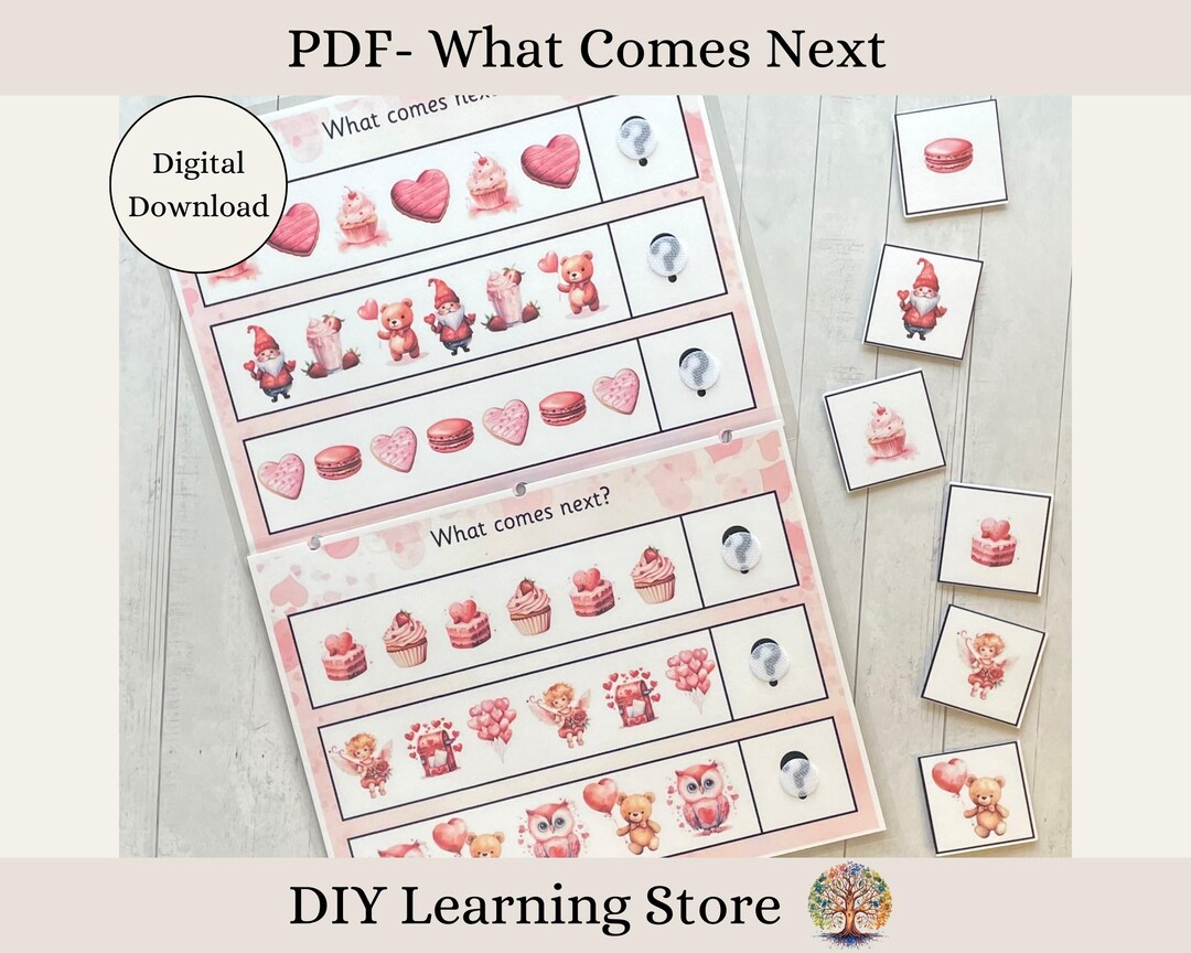 What Comes Next- Valentine's Day Patterns Activity- Toddler, Preschool ...