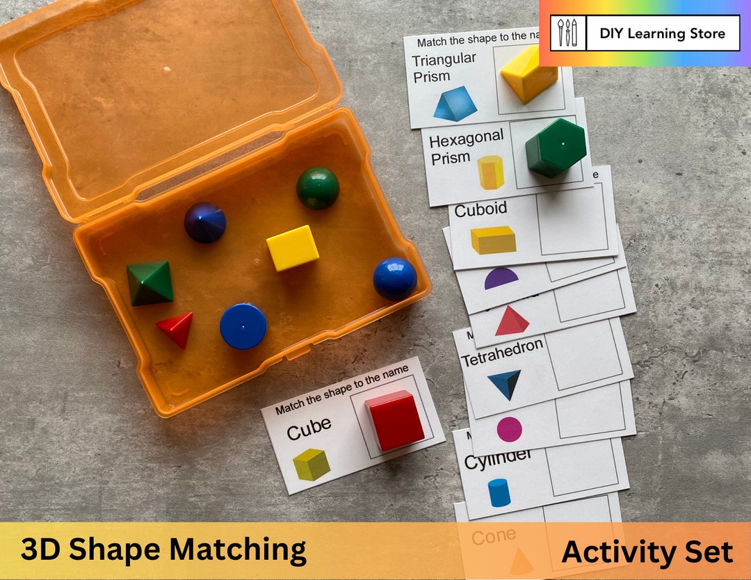 3D Shapes Task Box Activity Set Montessori Learning Toy for - Etsy