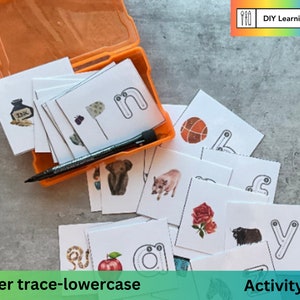Lowercase Letter Tracing With Beginning Sounds Pictures- Montessori ...