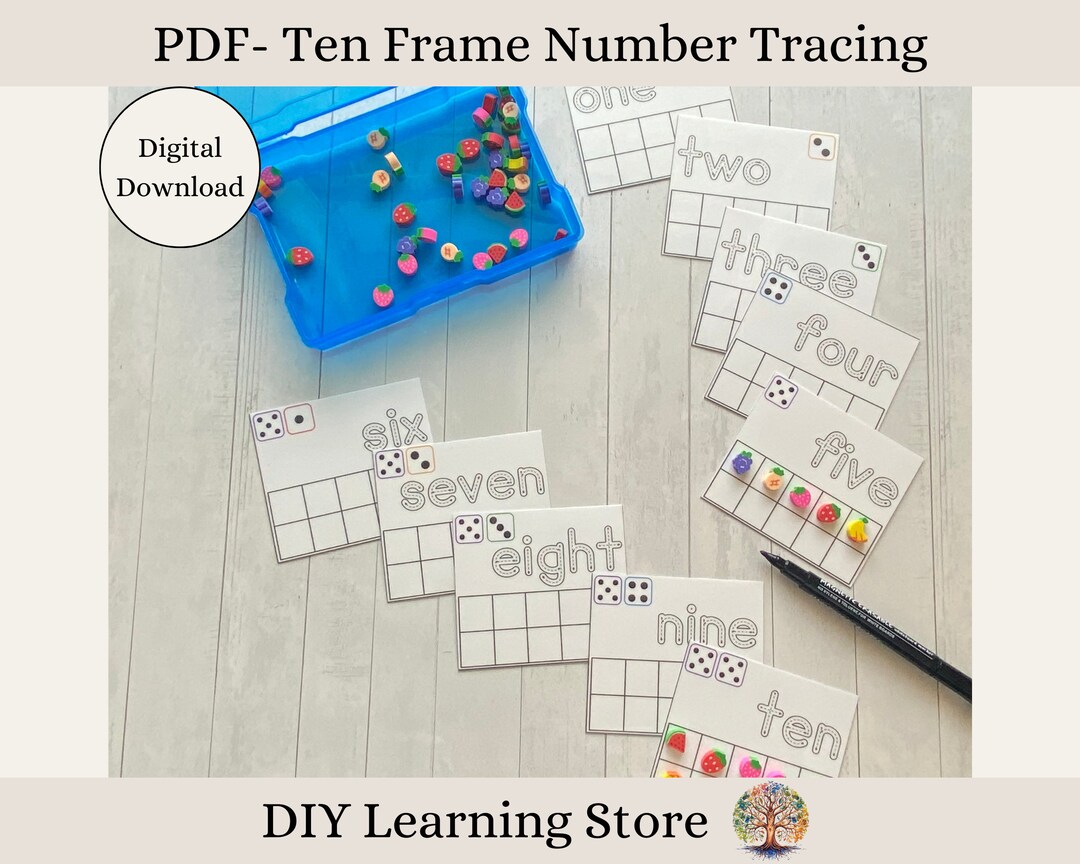 Ten Frame Counting and Number Tracing Task Box Activity Cards-instant ...