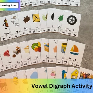 Vowel Digraph Activity Cards- Instant Download- Montessori Learning Toy ...