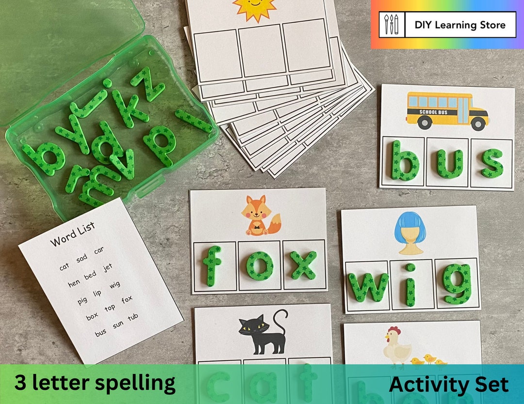 Spelling Practice-3 Letter Words-task Box Montessori Learning - Etsy