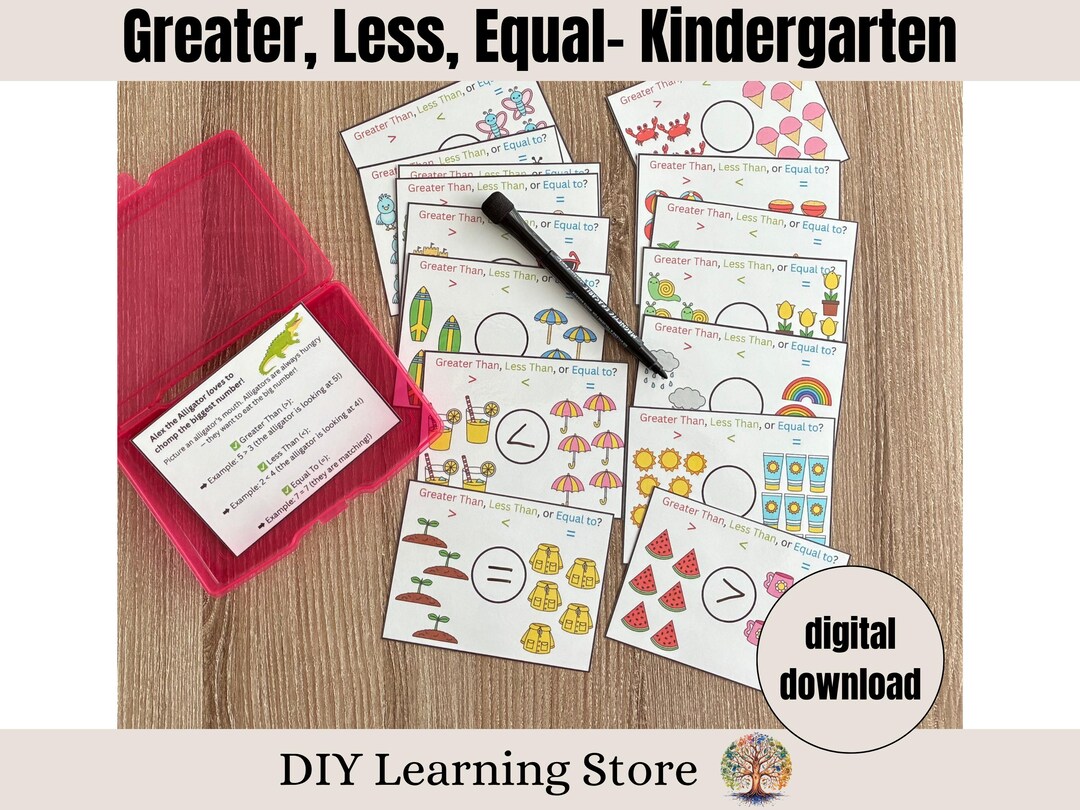 Greater Less Equal Montessori Cards, Kindergarten Math (PDF) - Etsy
