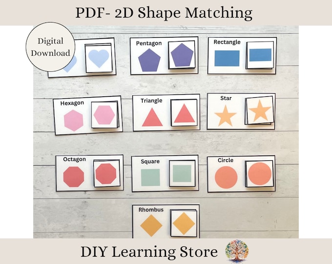 12 Geometric Shapes / Flash Cards Printable / Homeschool Preschool ...