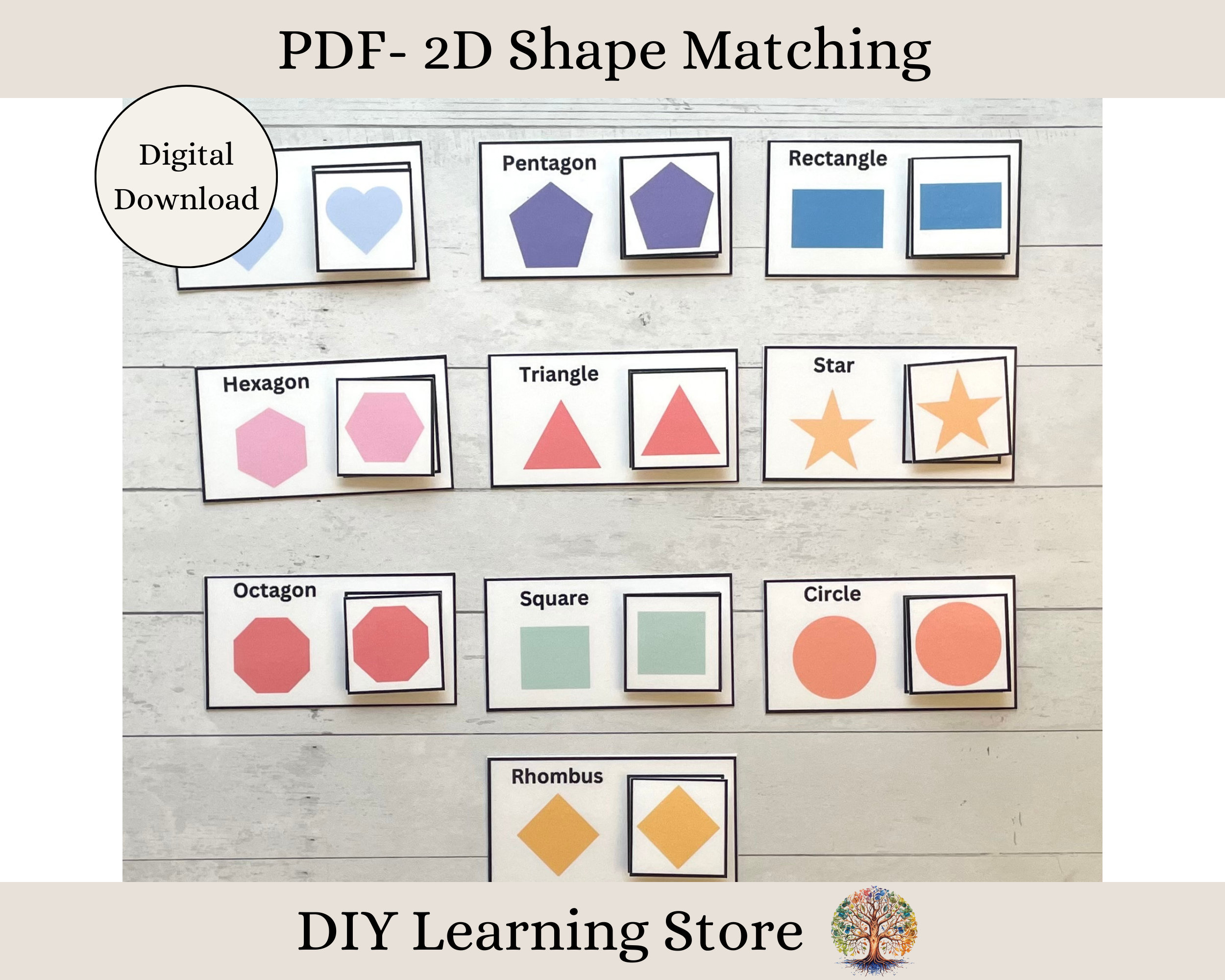 2D Shape Matching Task Box Activity Set- Montessori Printable ...