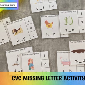 CVC Missing Letter-set 1-activity Cards-instant Download- Montessori ...
