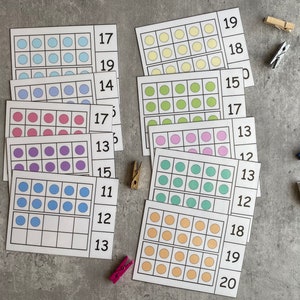 Teens Number Matching Ten Frames Clip Cards- Task Box Activity Set- for ...