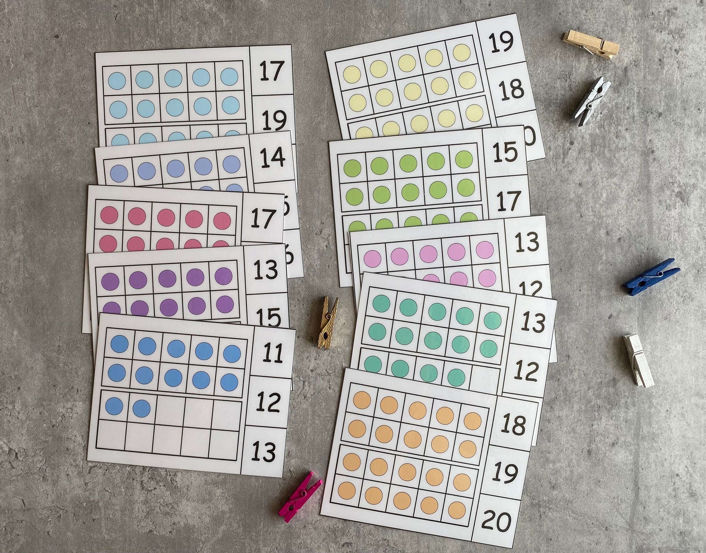 Teens Number Matching Ten Frames Clip Cards- Task Box Activity Set- for ...