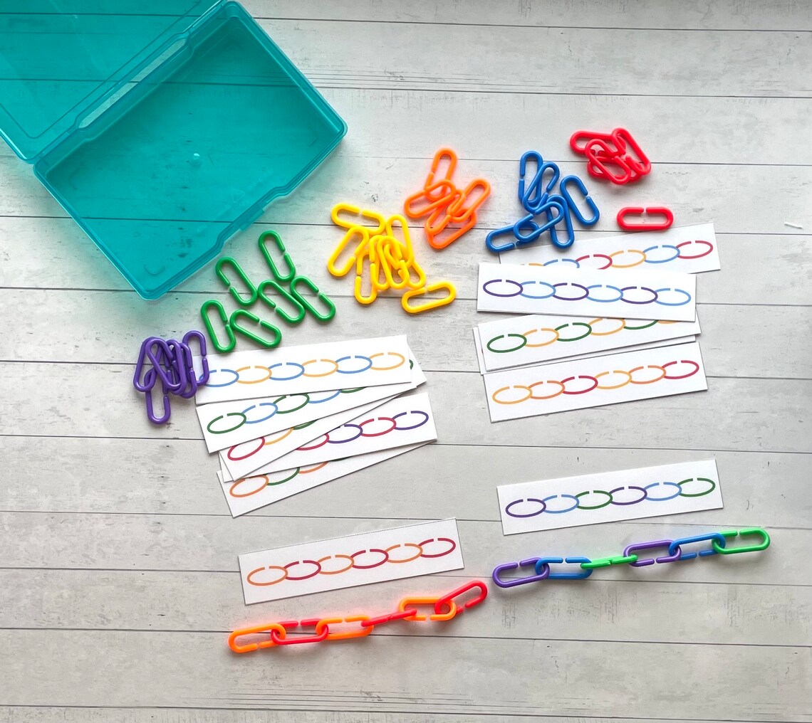 Colored Links Task Box Cards – Montessori Pattern Printable (PDF) - Etsy