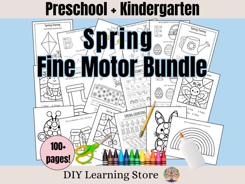 Full Year Fine Motor Bundle- Worksheets for Preschool, Kindergarten ...