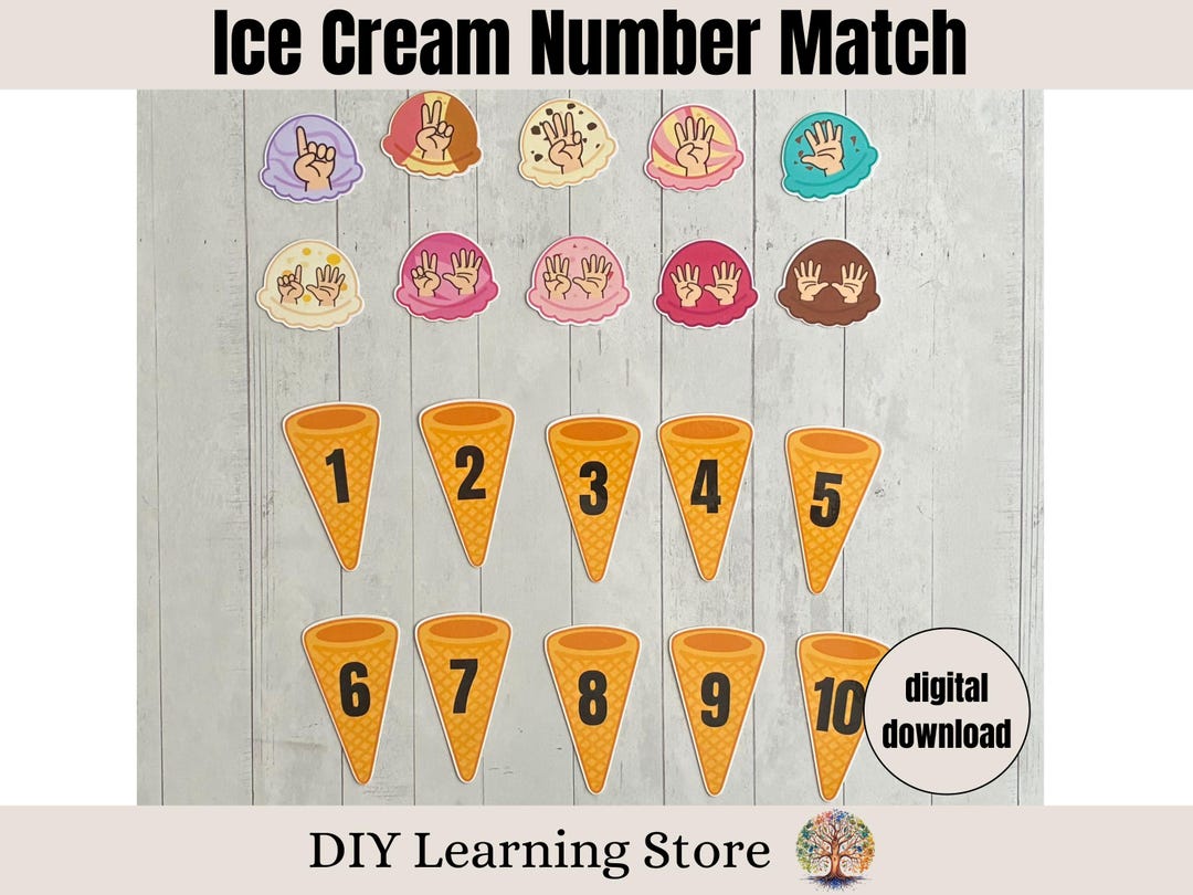 Ice Cream Number Match Game- Toddler Activities- Preschool Learning ...
