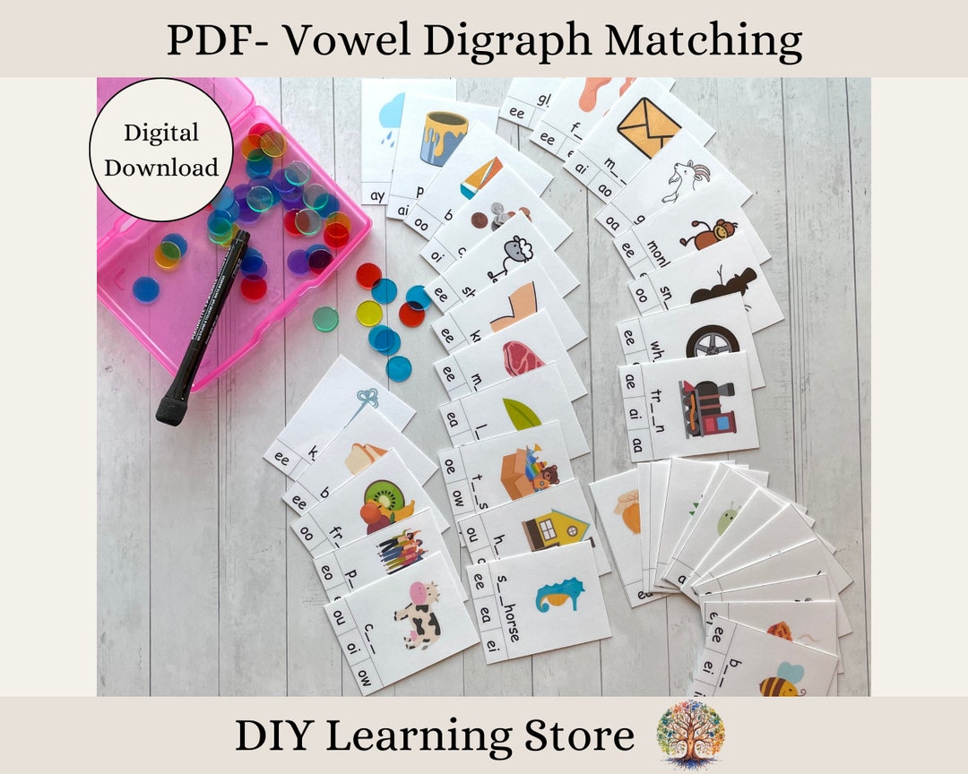 Vowel Digraph Activity Cards – Montessori Learning Toy (PDF) - Etsy
