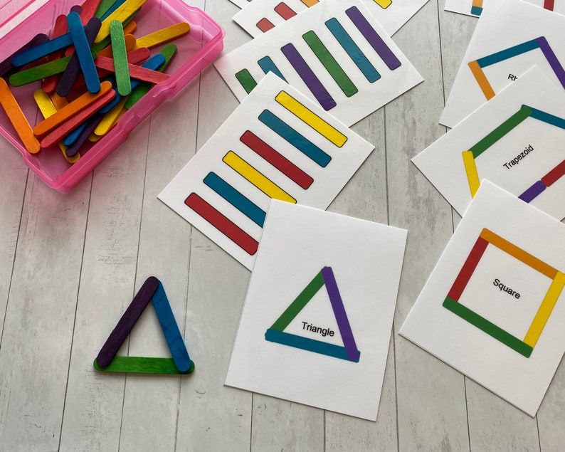 Shapes and Patterns With Craft Sticks- Activity Set for Preschool and ...