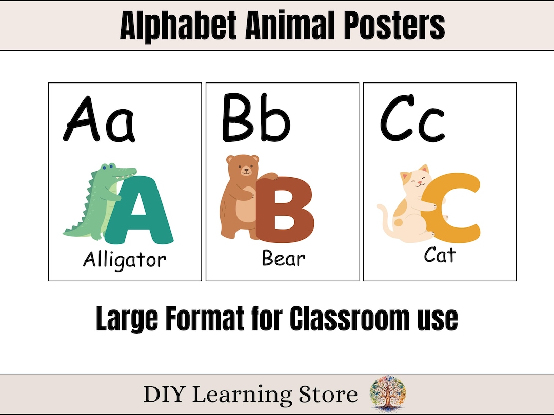 PDF Alphabet Animal Posters Large Format Flash Cards Classroom Decor ...