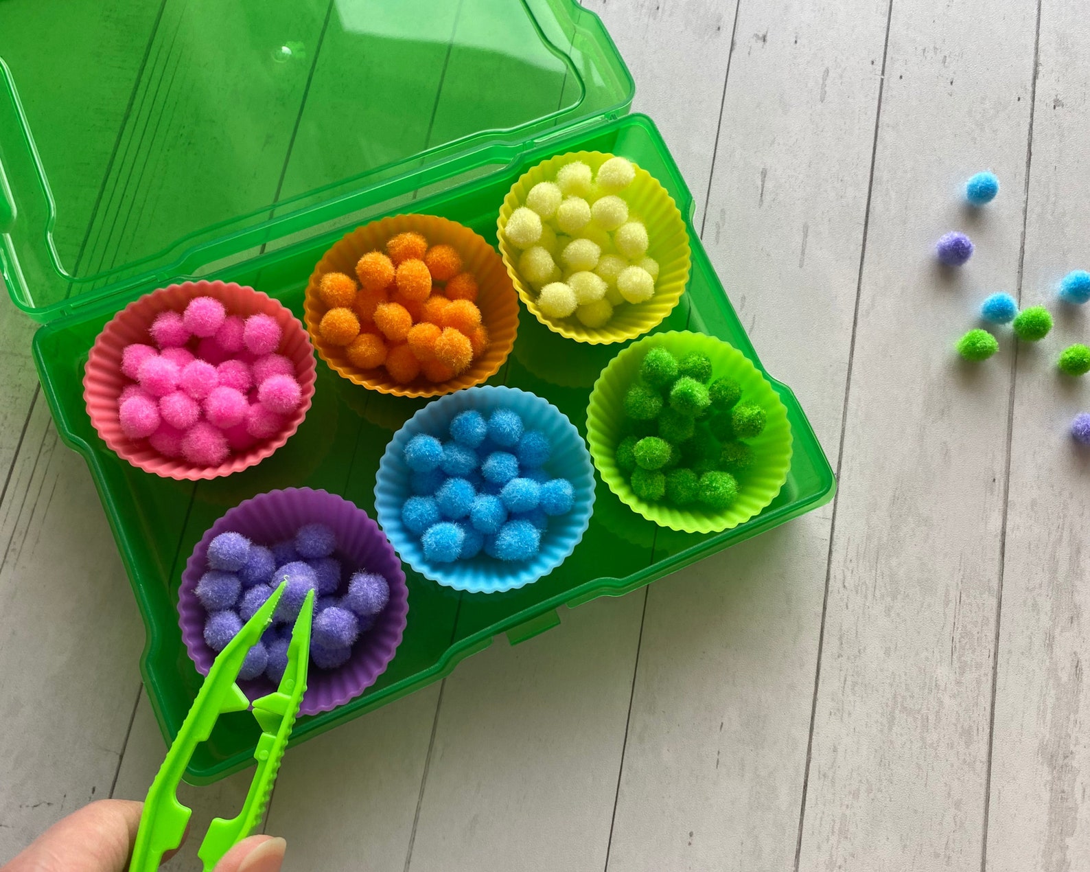 Counting and Color Sorting With Mini Poms Task Box Activity Set ...