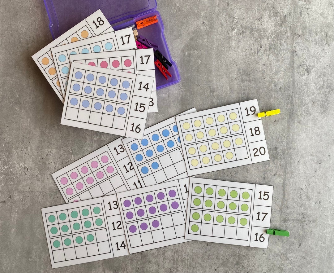 Teens Number Matching Ten Frames Clip Cards Task Box Activity Set for ...