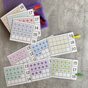 Teens Number Matching Ten Frames Clip Cards- Task Box Activity Set- for ...