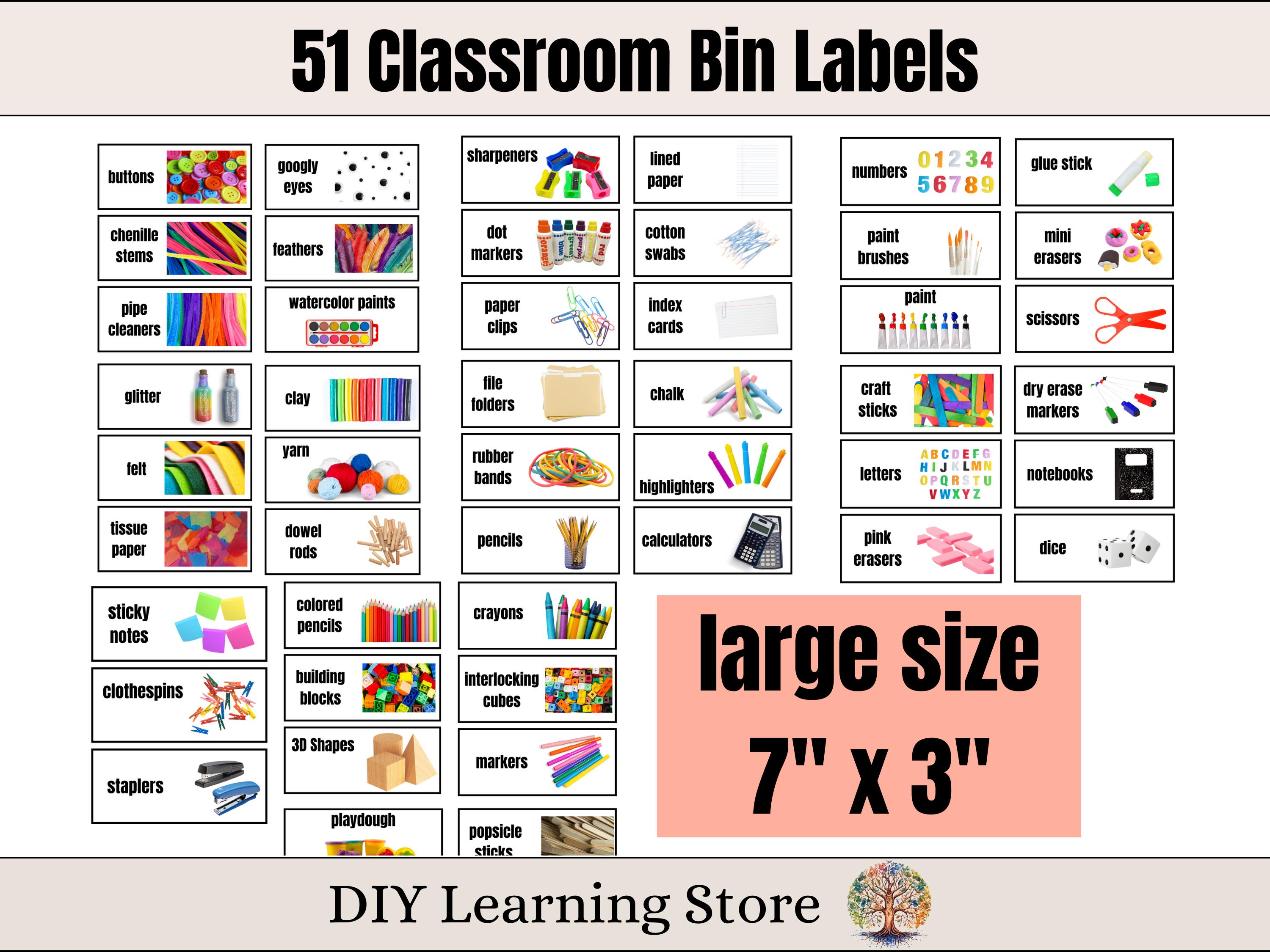 Classroom Labels- School Supplies- Craft Supplies- Homeschool- Daycare ...