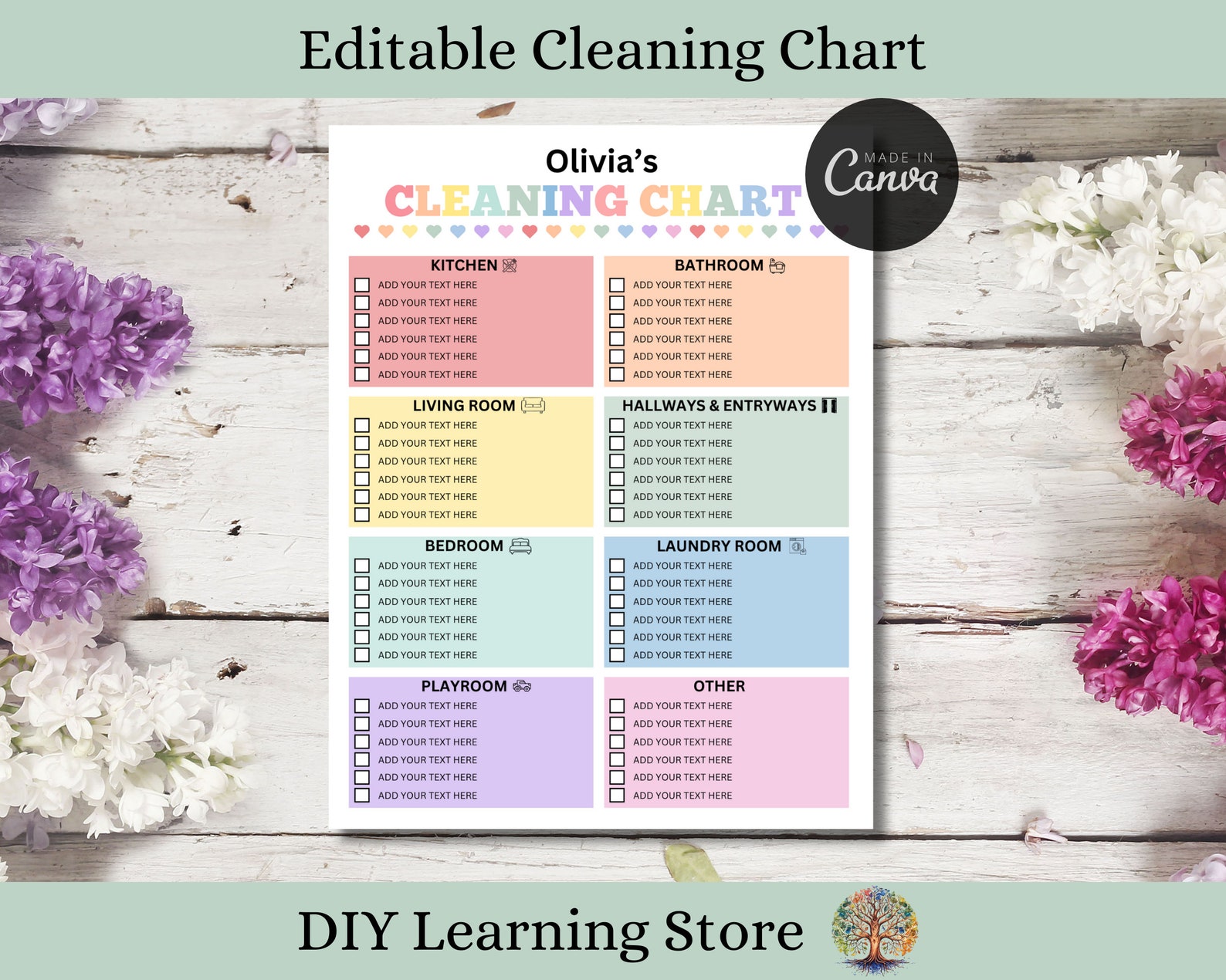 Editable Cleaning Chart | Kids Cleaning Schedule | Behavior Tracker ...