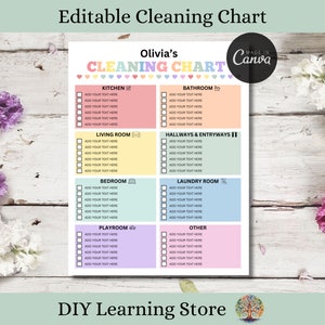 Editable Cleaning Chart | Kids Cleaning Schedule | Behavior Tracker ...
