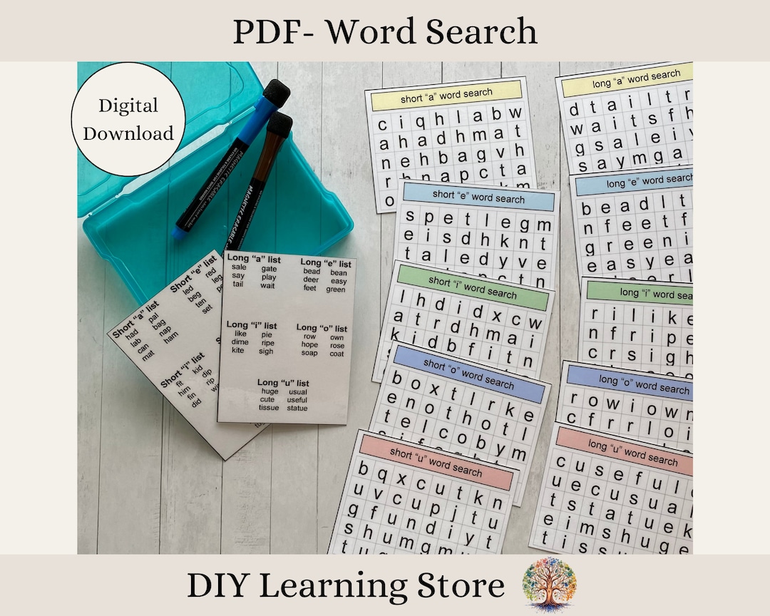 PDF Word Search Long and Short Vowel Sounds Activity Cards - Etsy