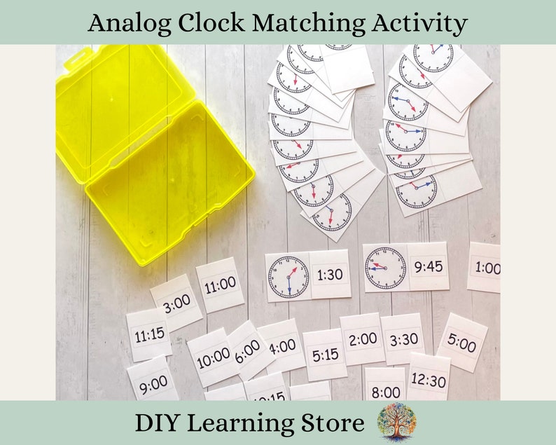 Analog Clock Matching- Telling Time Activity Set- Montessori Learning ...