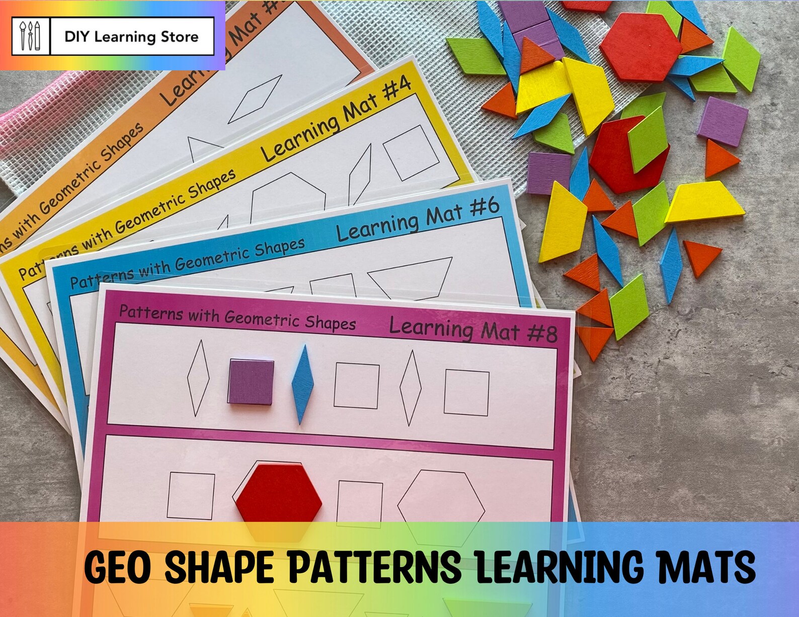 Geometric Shape Patterns- Learning Mats- Instant Download- Montessori ...