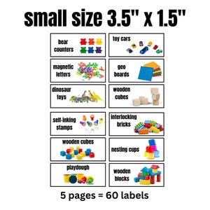 60 Classroom Labels- Small Toy Labels- Toy Organization- Toy Storage ...