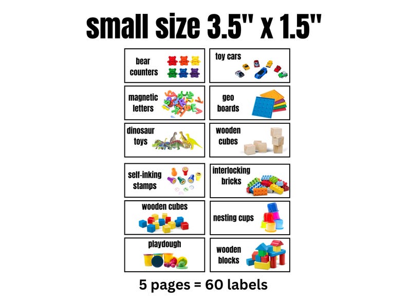 60 Classroom Labels- Toy Organization and Storage- Printable PDF ...