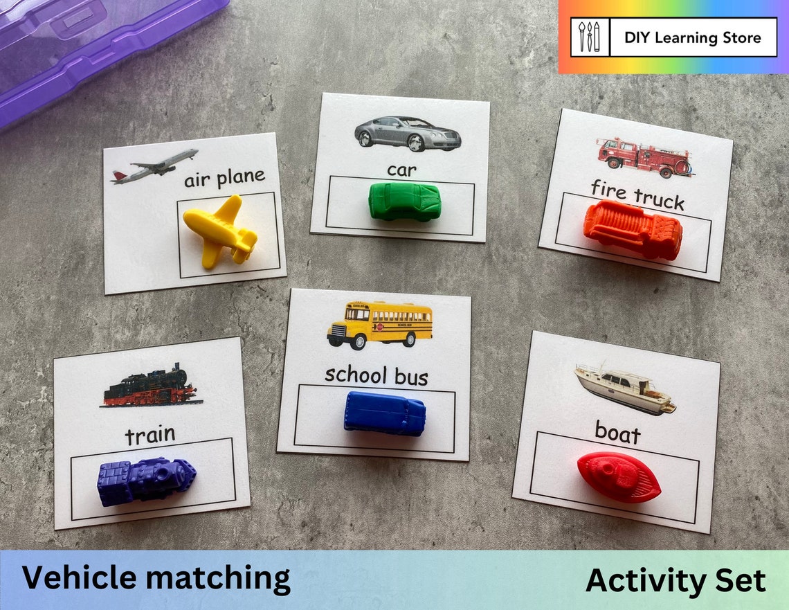 Vehicle Matching Task Box Activity Set- Montessori Learning Toy for ...