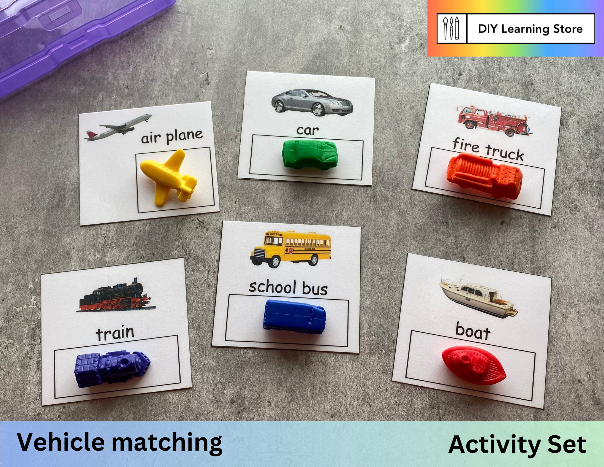 Vehicle Matching Task Box Activity Set- Montessori Learning Toy for ...