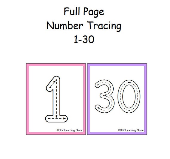 PDF Full Page Number Tracing 1-30 Preschool / Special | Etsy