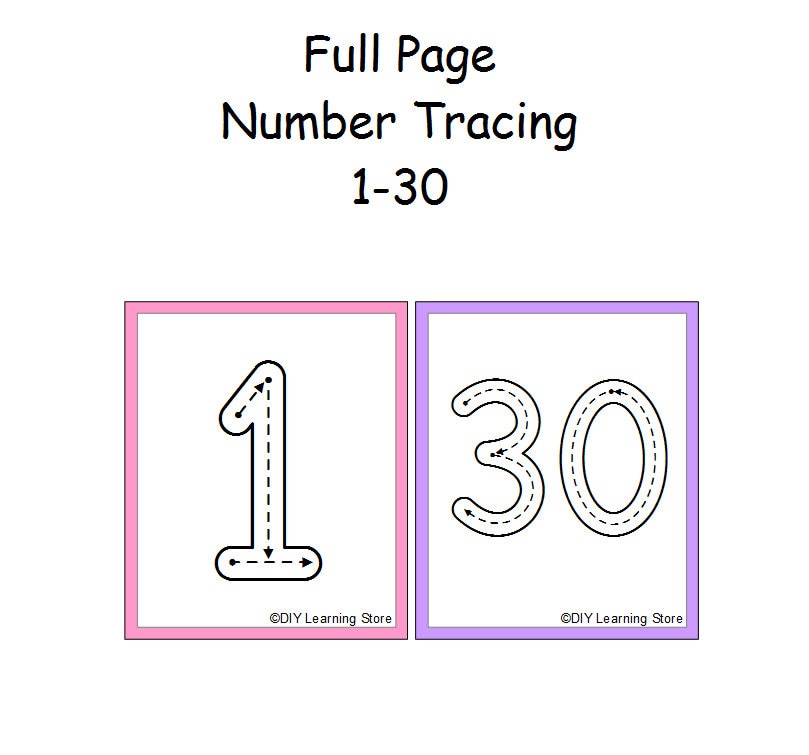 PDF Full Page Number Tracing 1-30 Preschool / Special - Etsy