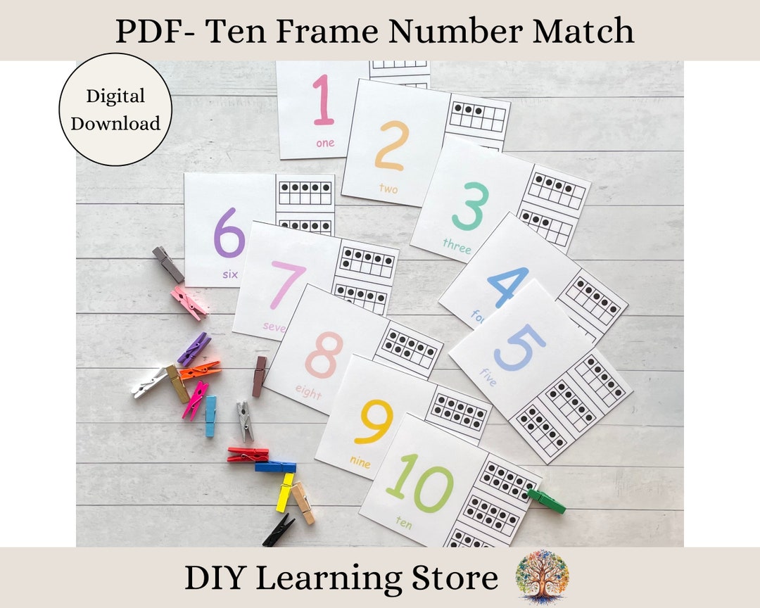 PDF Ten Frame Number Match Clip Cards Counting 1-10 for Preschool ...