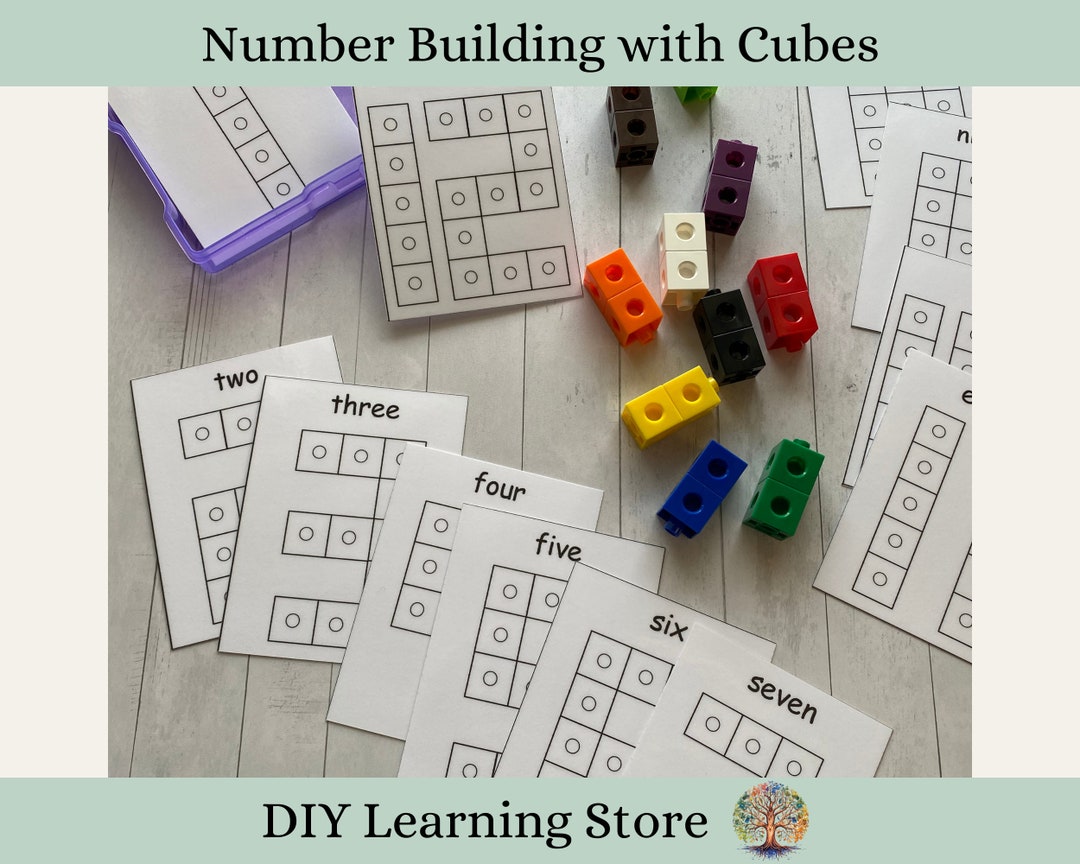 Number Building With Colored Cubes-task Box Activity Set- Montessori ...