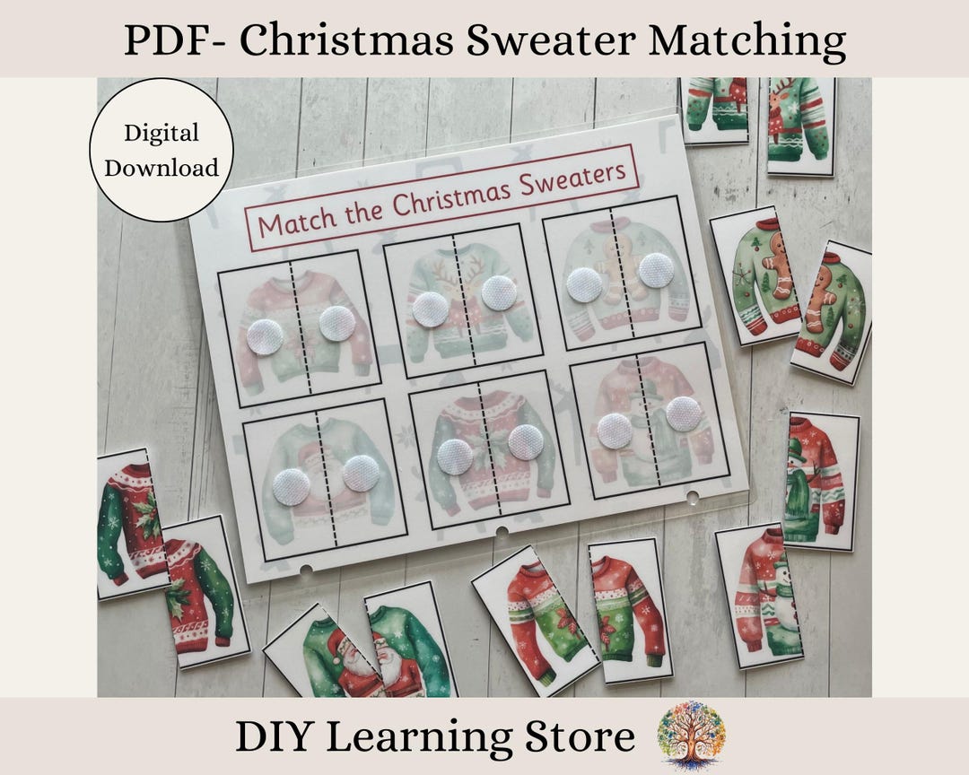 Match Christmas Sweaters- Pattern Matching Activity- Toddler, Preschool ...