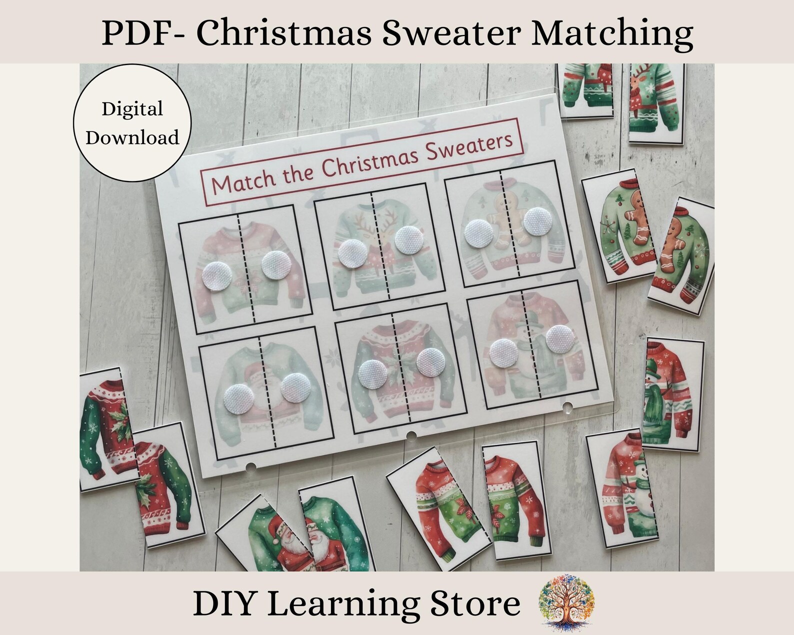 Match Christmas Sweaters- Pattern Matching Activity- Toddler, Preschool ...