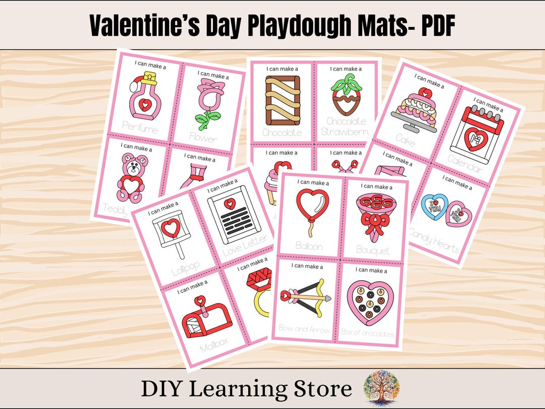 Valentine's Day Playdough Mats- 20 Visual Cards- Preschool, Homeschool ...