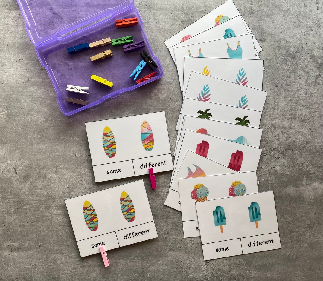 Same or Different-clip Cards Task Box Activity for Preschool ...