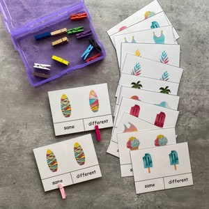 Same or Different-clip Cards- Task Box Activity for Preschool ...