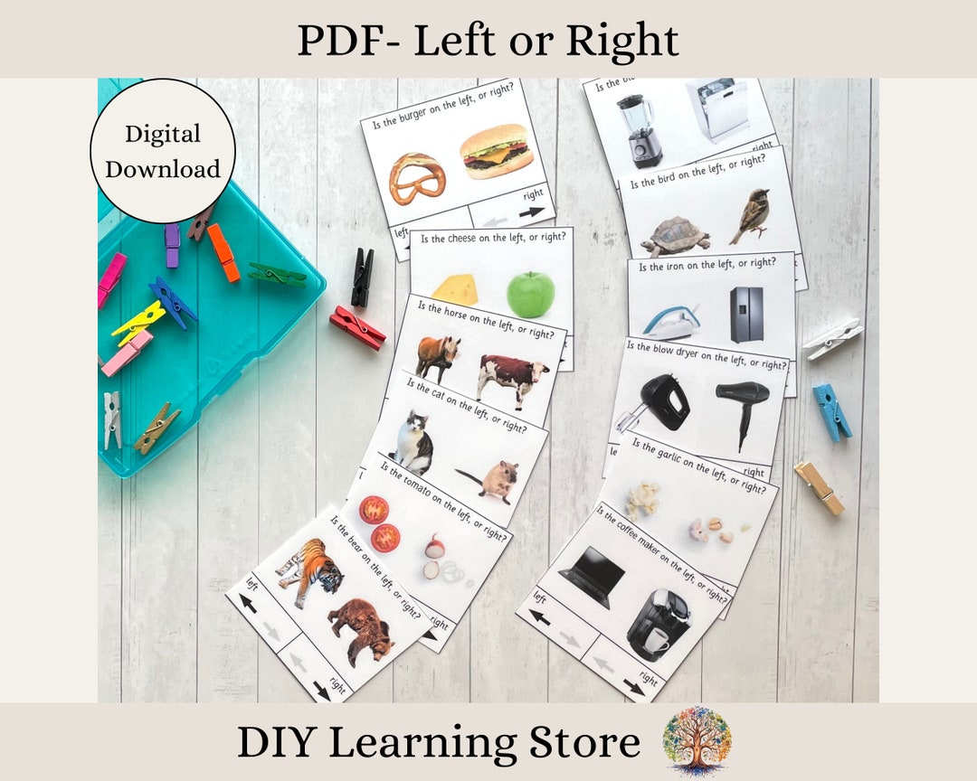 Left or Right- Activity Cards- Instant Download- Montessori Learning ...