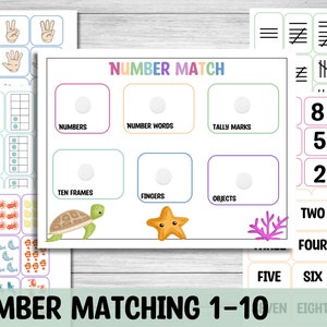 Number Matching 1-10 - Montessori Preschool Learning Worksheets ...